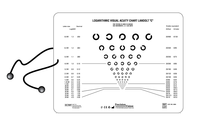 Near chart ETDRS with landolt Cs 40 cm, 8 directions | Near Tests ...
