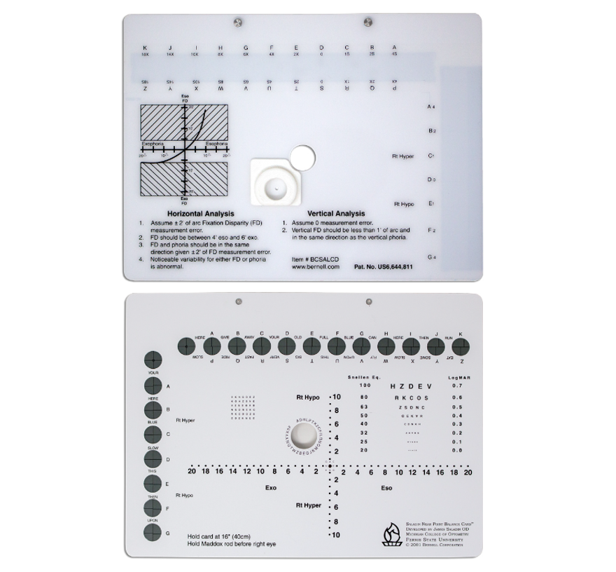 Saladin Near Point Balance Card | Binocular Functions | Screening ...