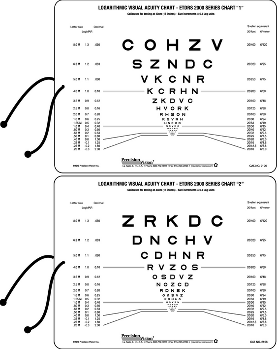 Near chart ETDRS letters 40cm, 2-sided | Tests de cerca | Agudeza ...