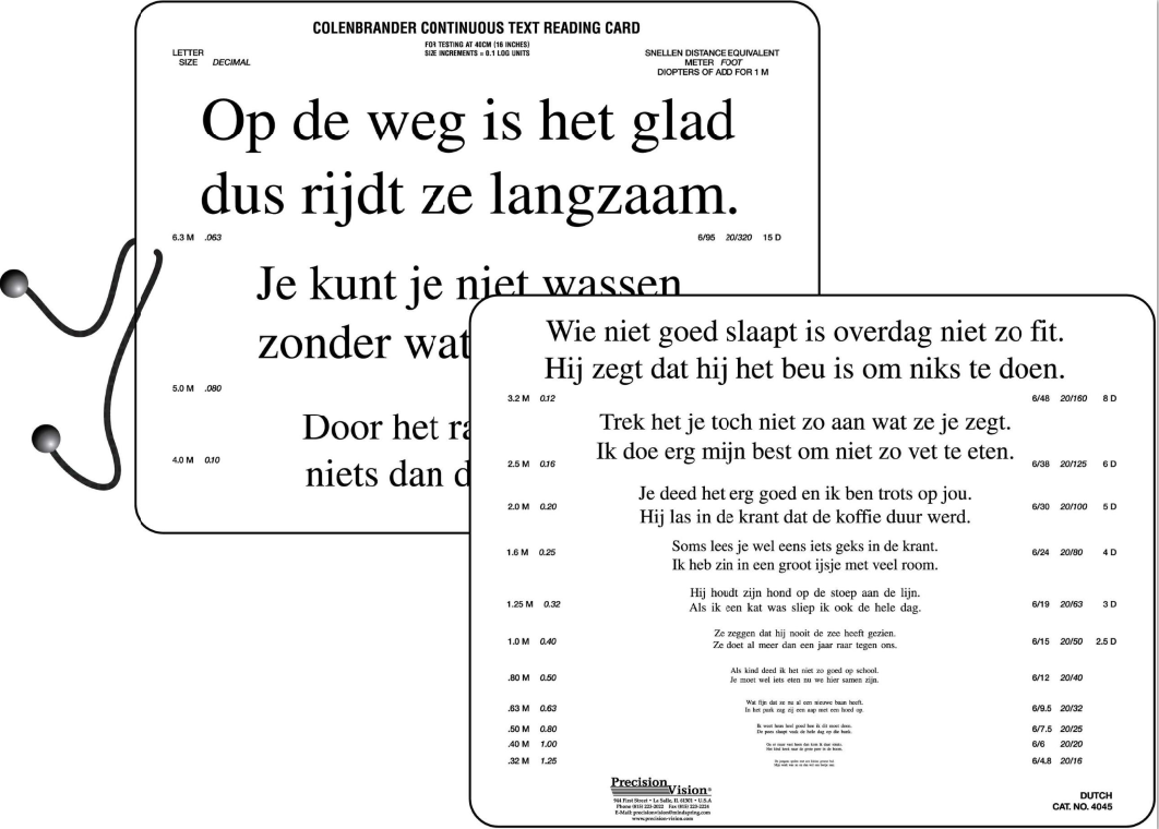 Reading Test Colenbrander (Dutch) | Reading Tests | Screening | VISUS ...