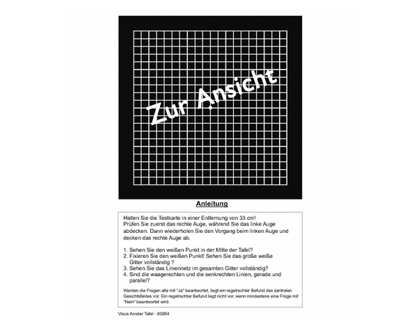 Amsler Gittertafel mit Leseprobe auf hart-PVC | Allgemein-Screening ...